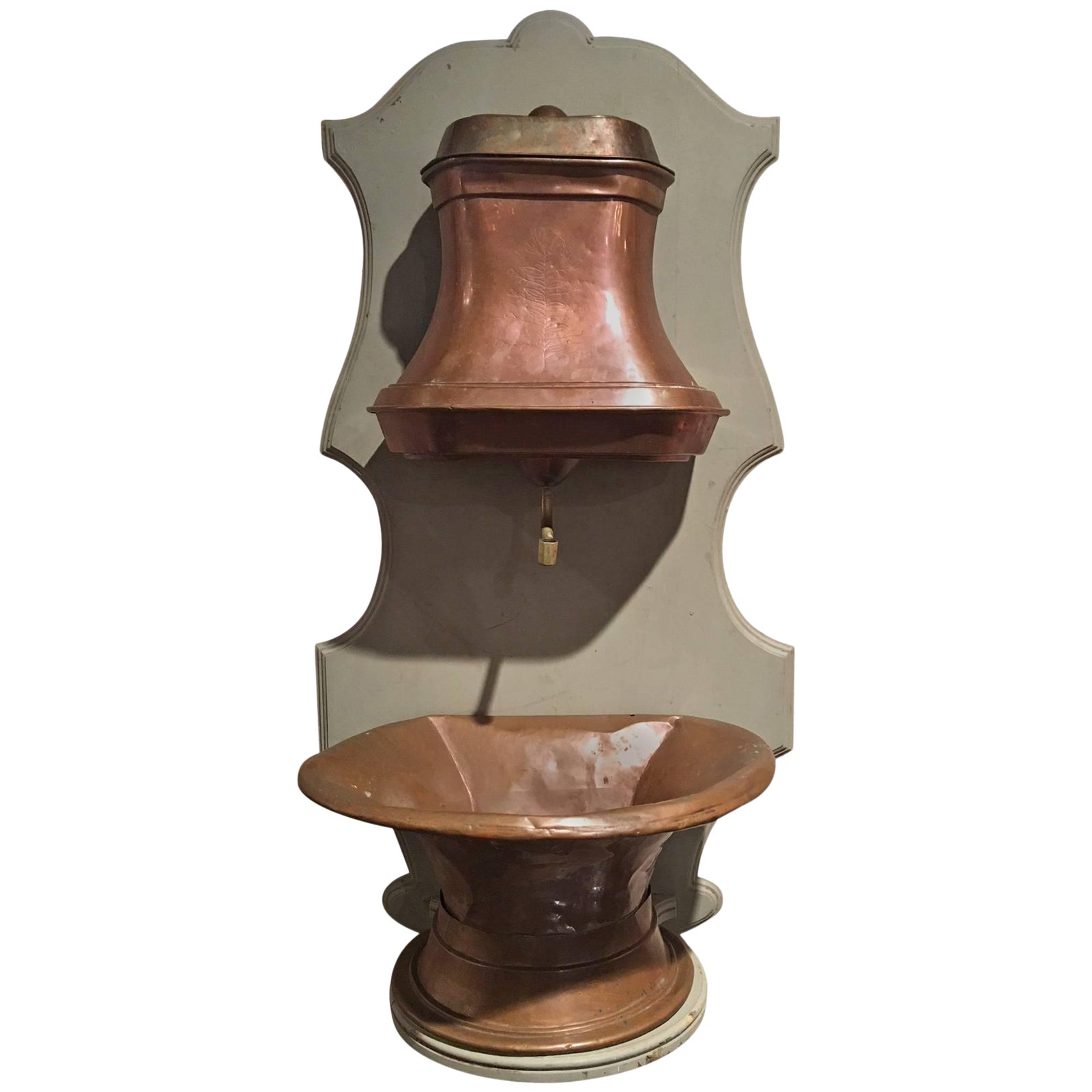 French Copper Lavabo With Brass Accents on Later Board, 18th Century ...