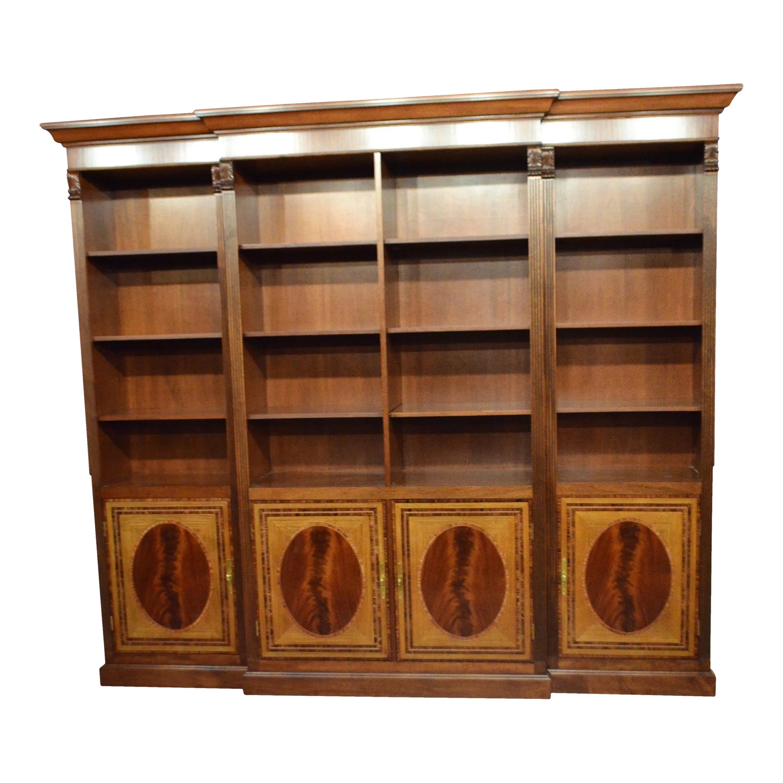 Large Mahogany Georgian Style Four-Door Bookcase by Leighton Hall ...