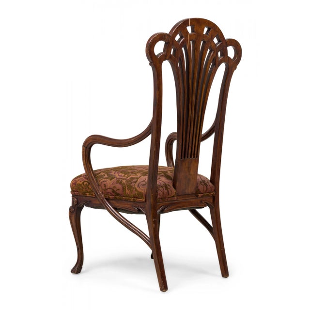 Eugene Gaillard Art Nouveau French Mahogany Upholstered Armchair | Chairish