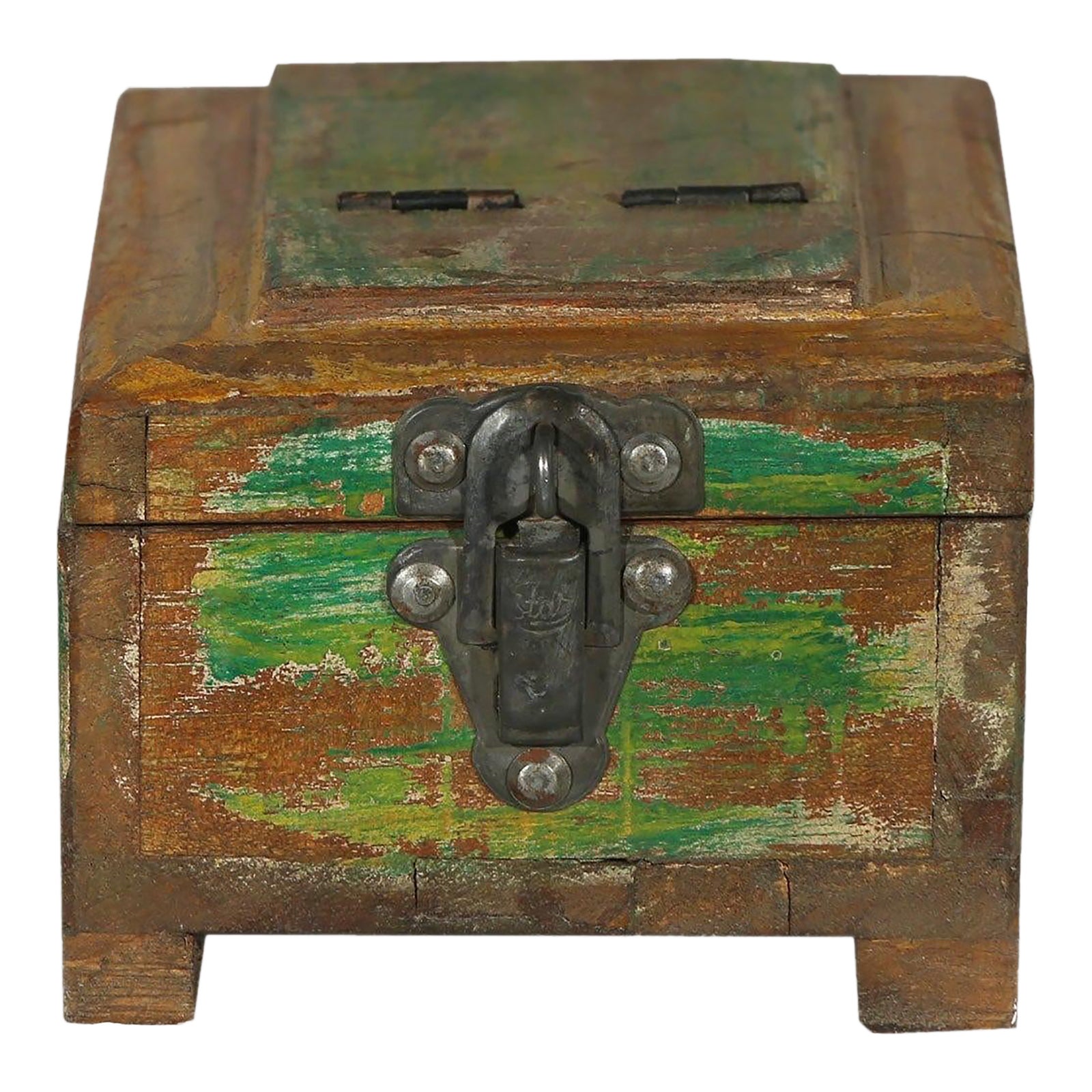 1990s Vintage Wooden Barber Box With Mirror | Chairish