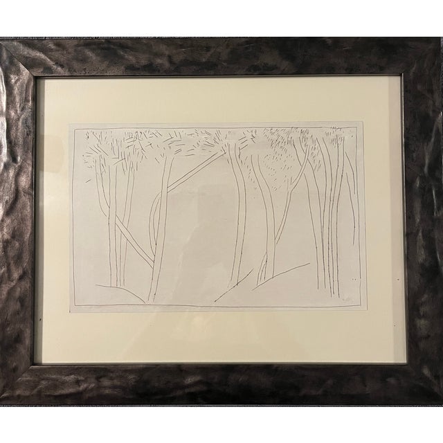 Abstract "Tree Landscape" Ink Line Drawing 1981 American Modernist Jack ...