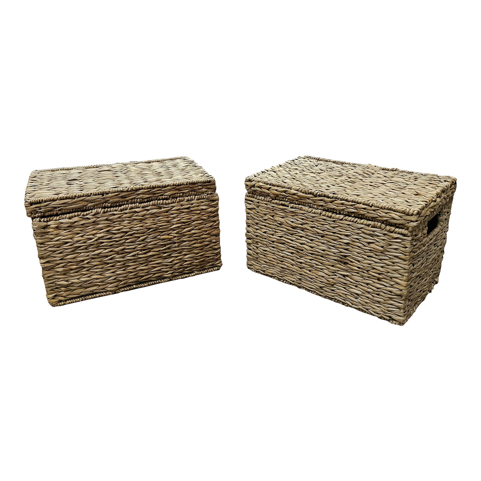 60’s Mid Century Modern Woven Seagrass Small Covered Storage Chests - a ...
