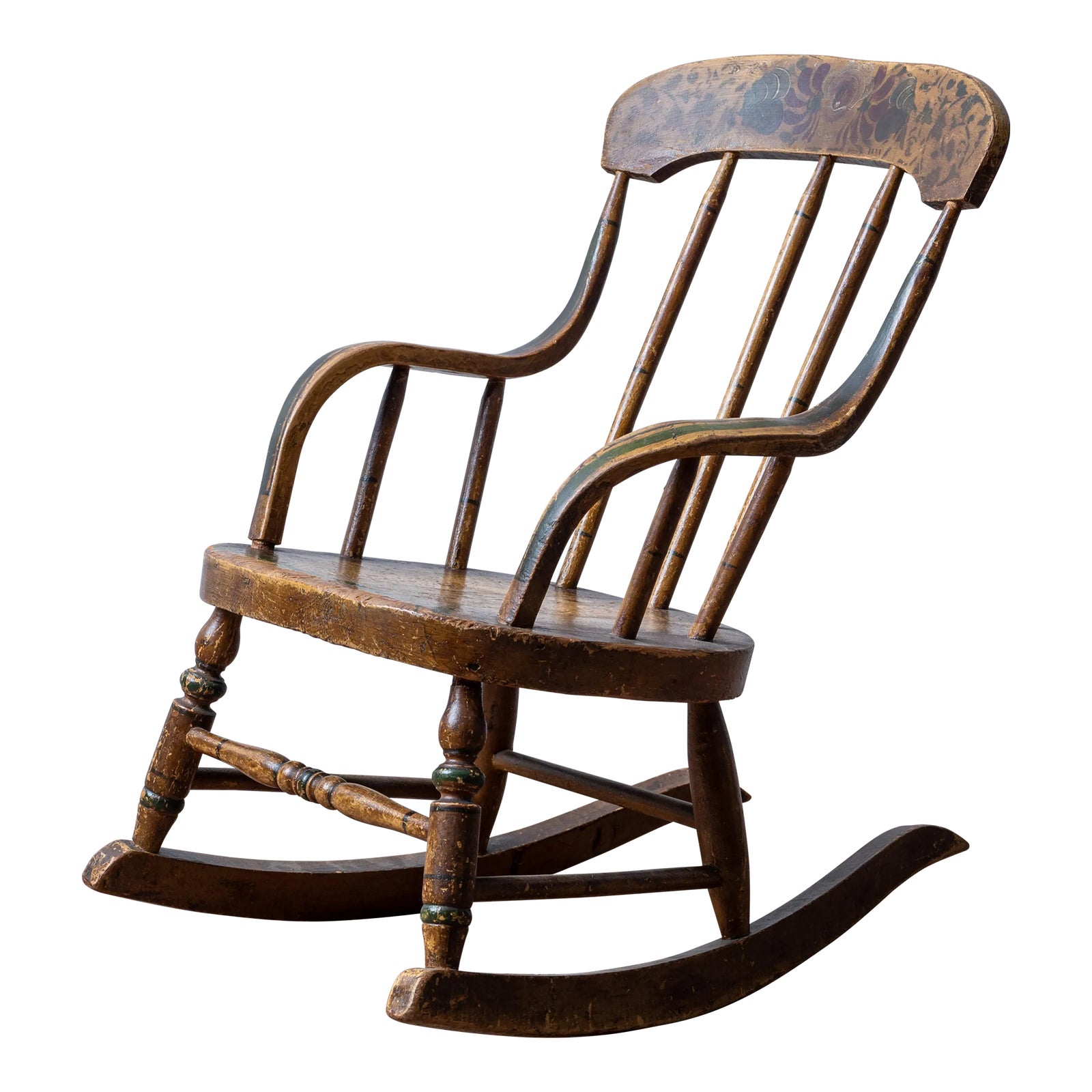 Fancy Painted Child’s Rocking Chair | Chairish