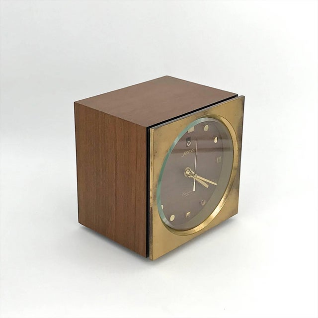 1960s Tiger Tenaka Japanese Table Clock in Walnut Glass and Brass ...