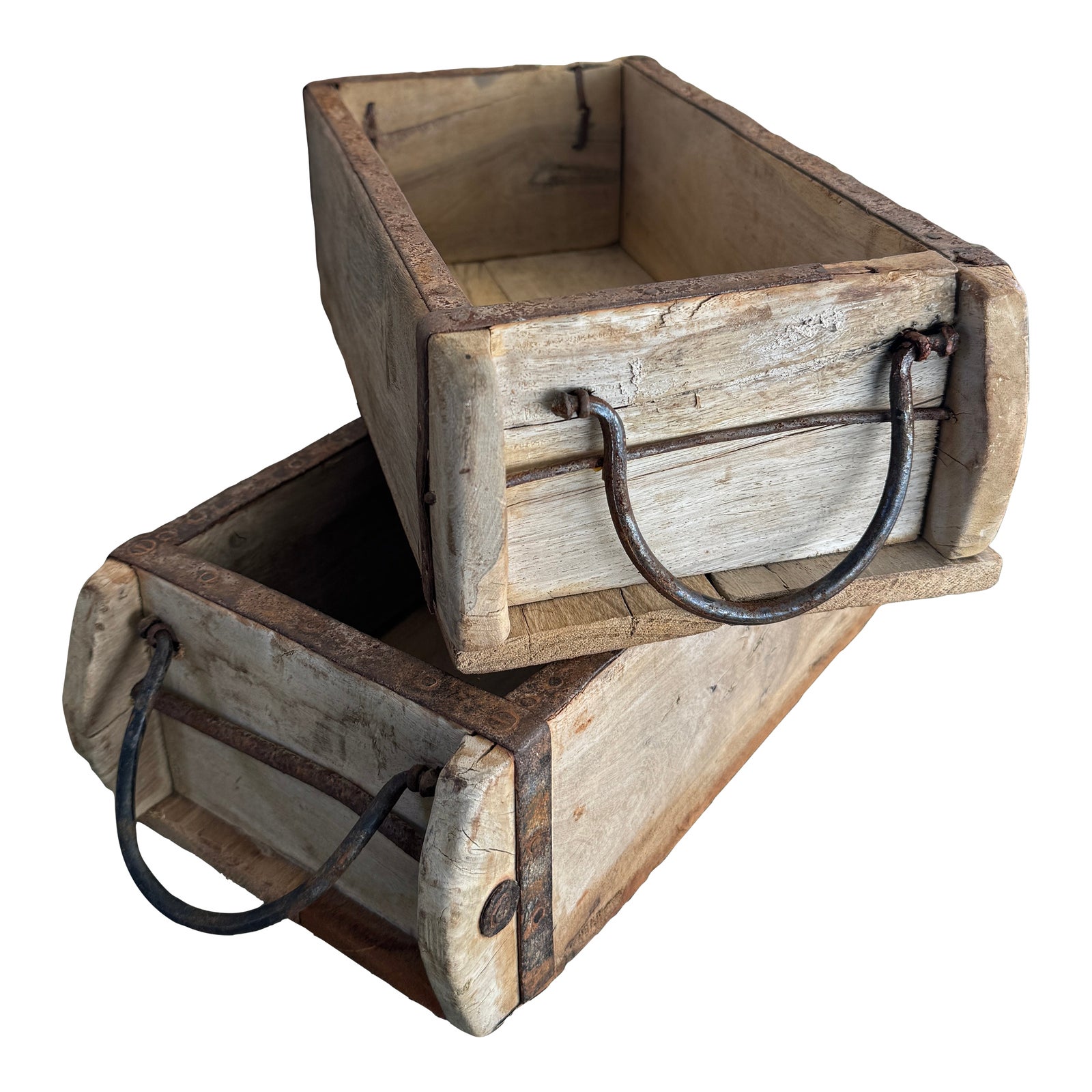 Antique 19th Century Wood / Metal Brick Forms- Set of 2 | Chairish