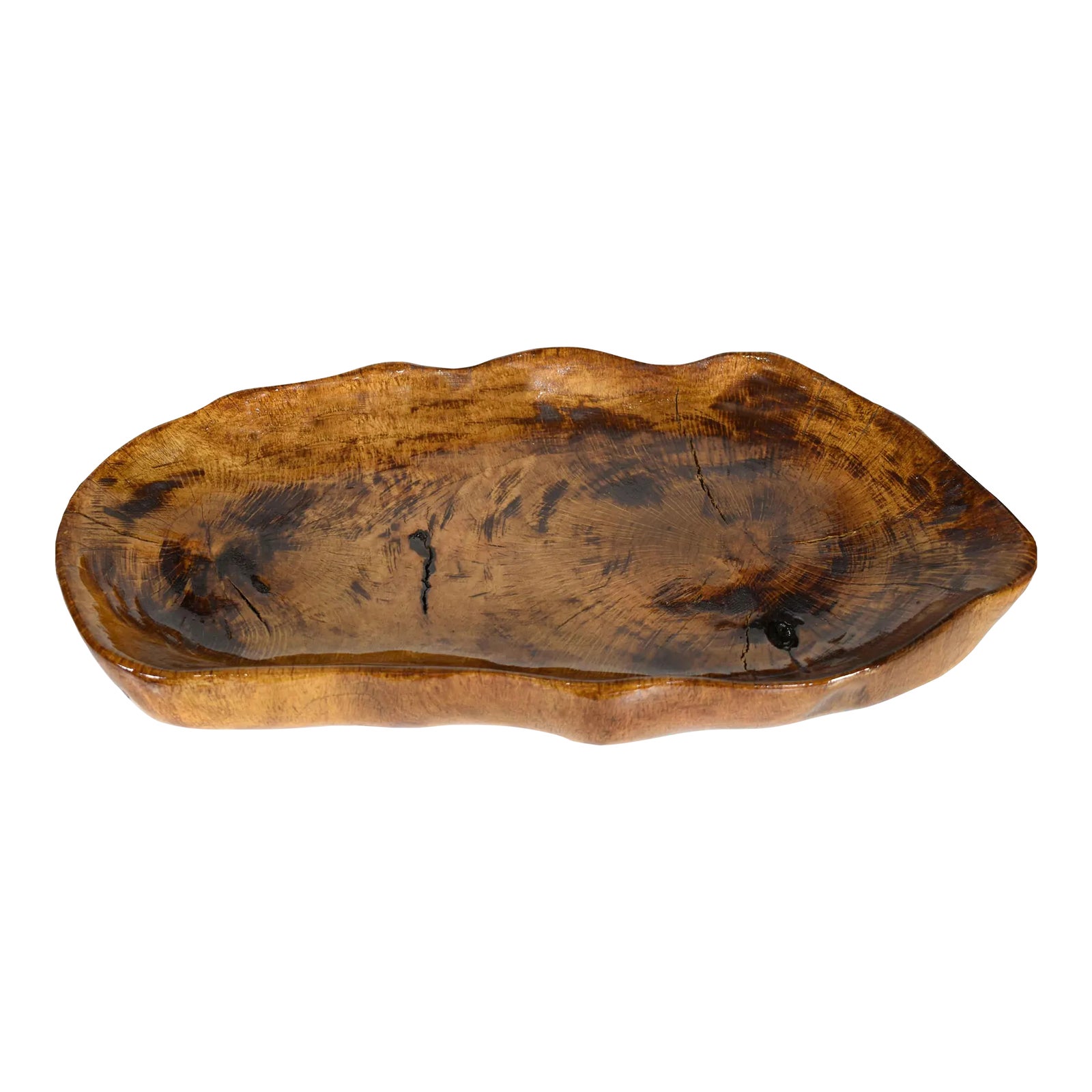 Large Late 20th Century Heavy Handmade Wooden Bowl Irregular Natural ...