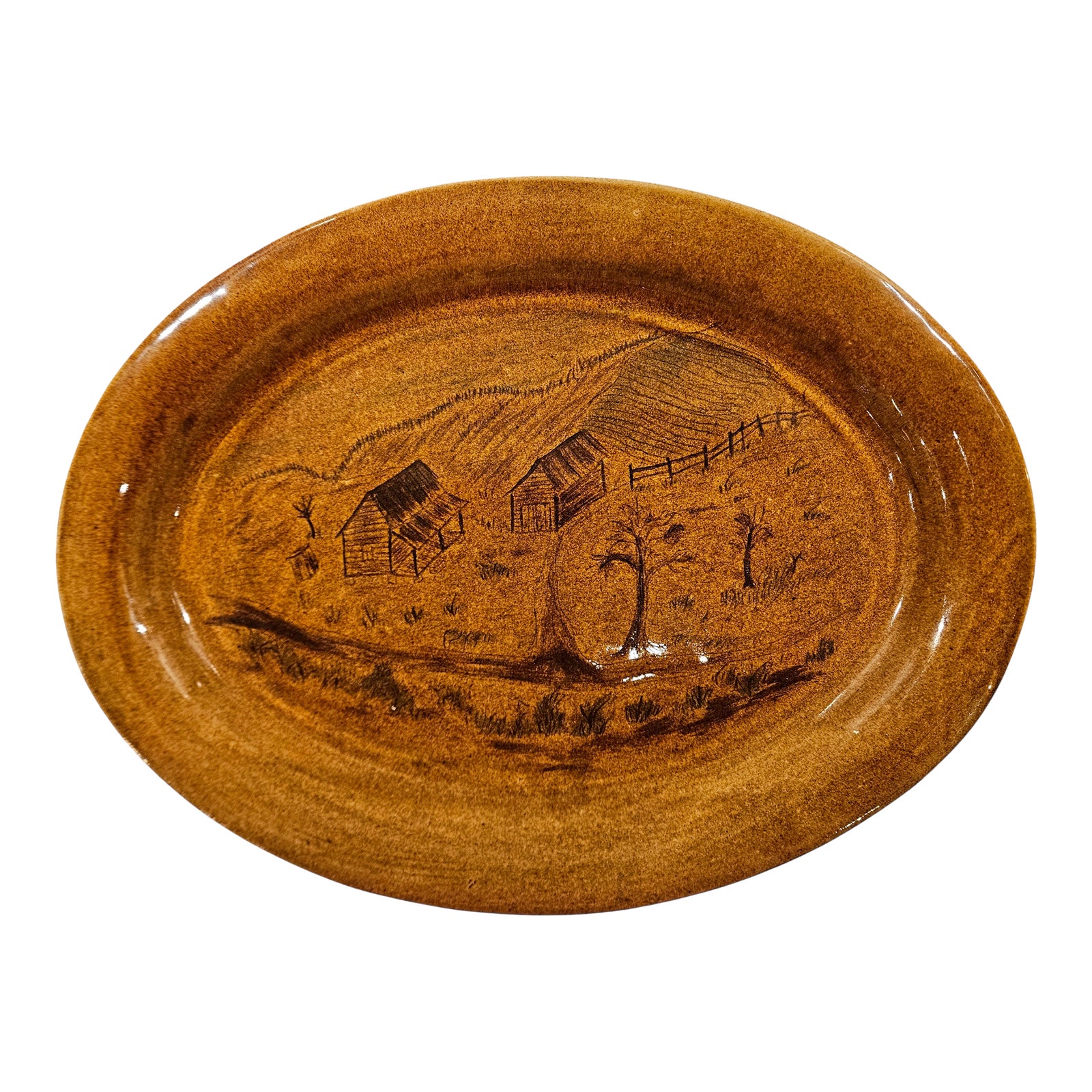 Vintage Otis Norris Farm Scene Platter | Chairish