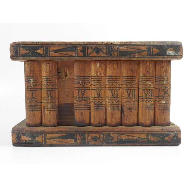Antique Folk Art Wood Box in Shape of Books | Chairish