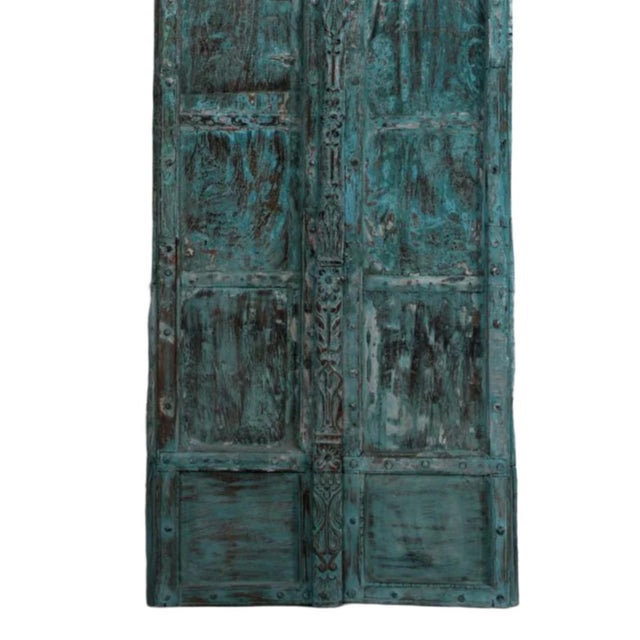 Antique Rustic Teak Wood Exterior Haveli Doors Blue Wash Heavy Indian ...