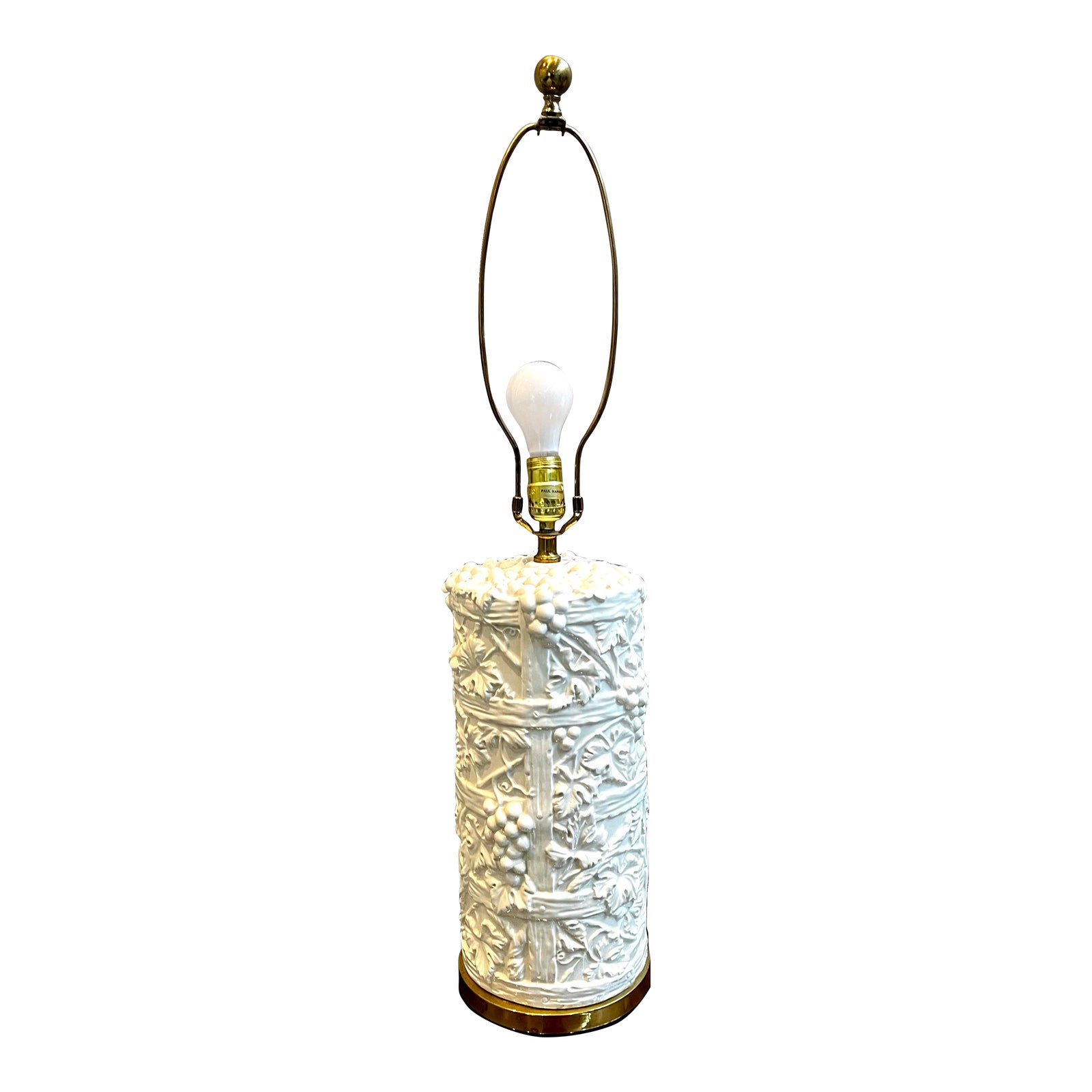 Mid Century Paul Hanson White Porcelain Grapevine Lamp | Chairish