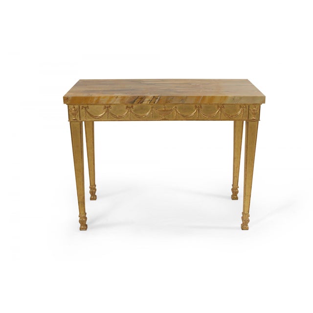 English Adam Neoclassic Style Giltwood and Marble Console Tables - A ...