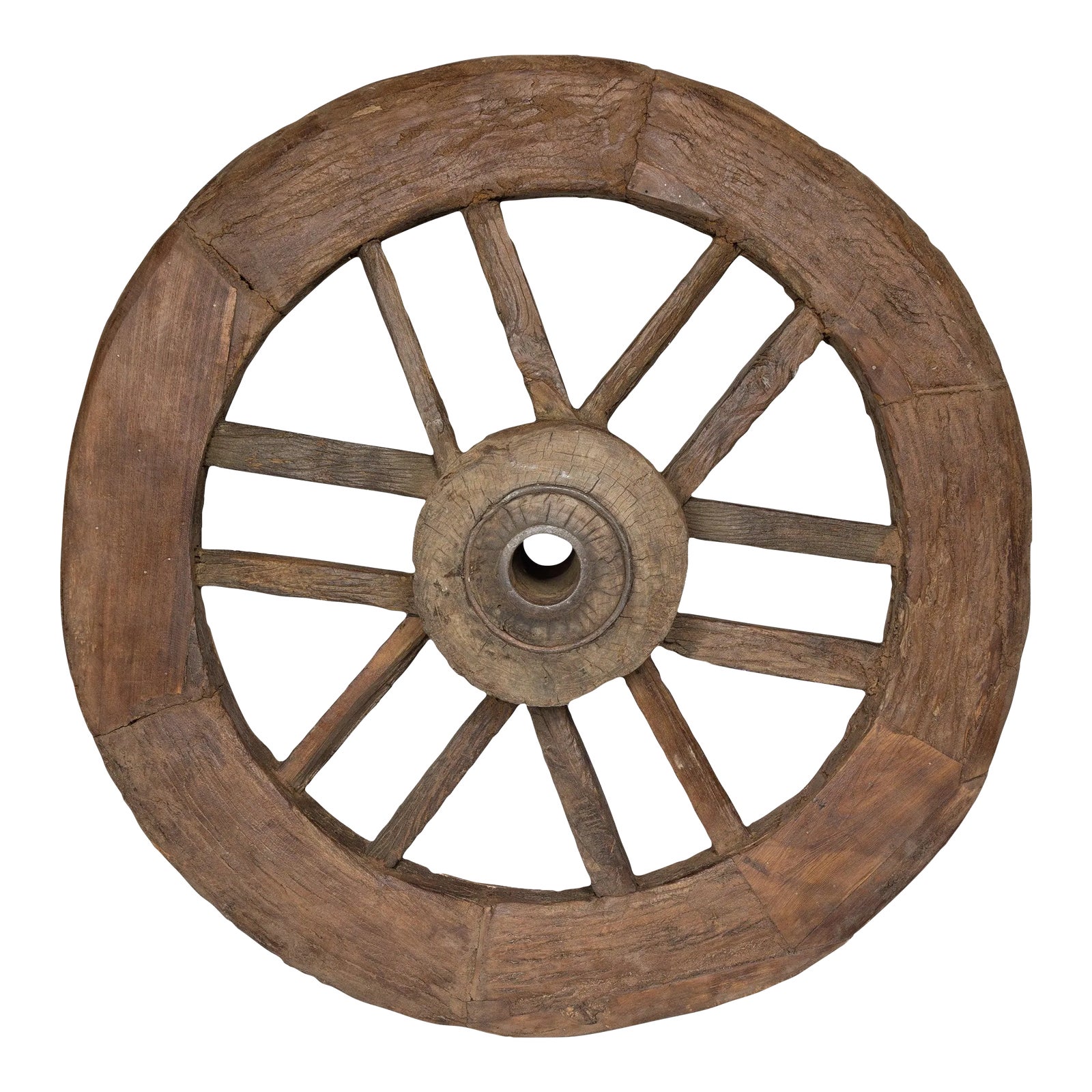 Indian 19th Century Wood and Metal Cart Wheel with Rustic Character ...