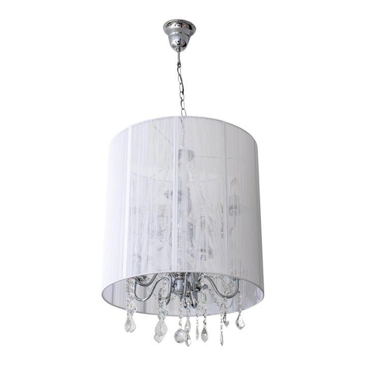 Hollywood Glam 10-Arm Chandelier With String Shade | Chairish