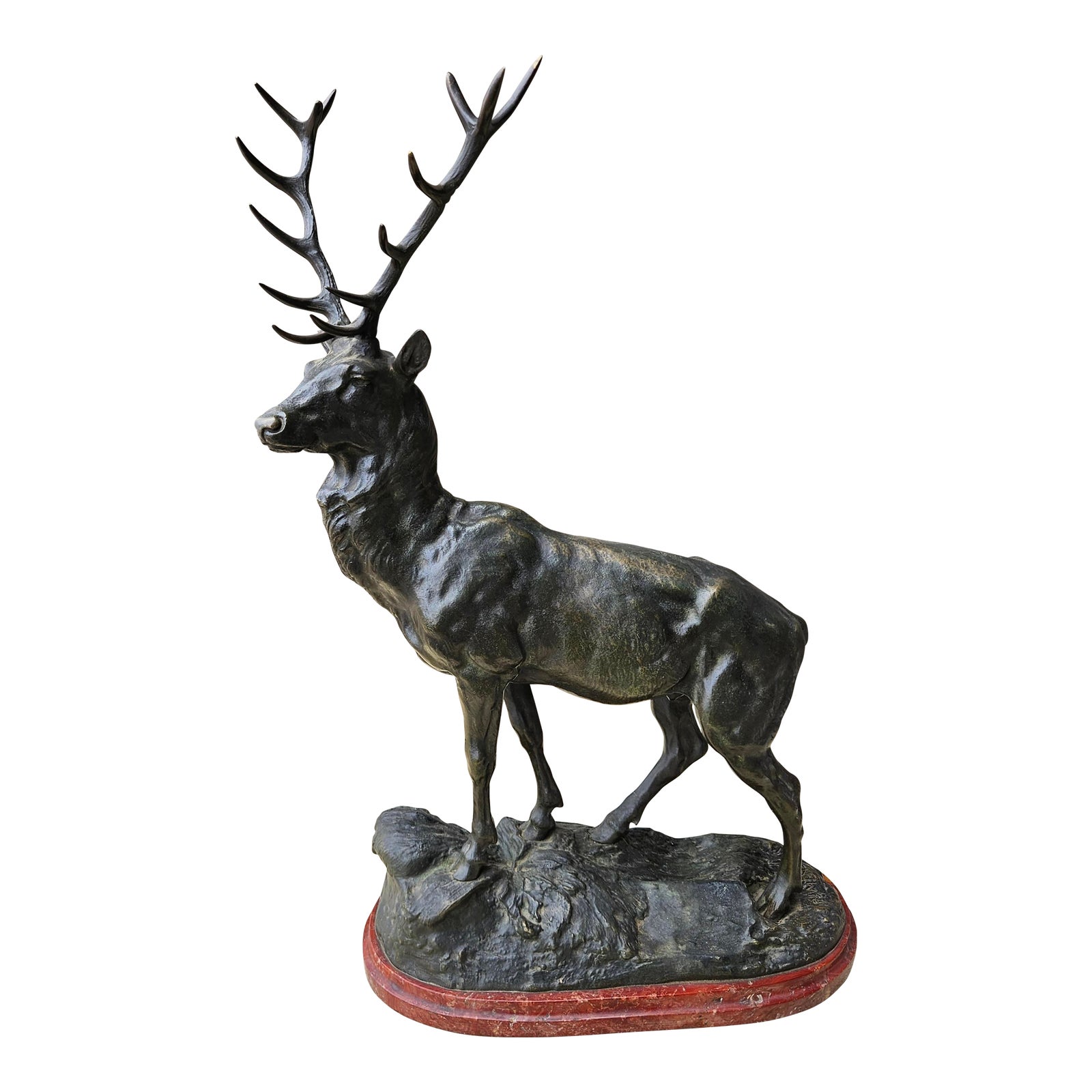 Stag Bronze Statue by Pierre Jules Mêne, 19th Century. | Chairish