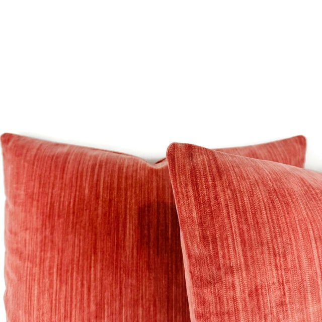 Lee Jofa Barnwell Pink Coral Velvet in Petal Pillow Cover | Chairish