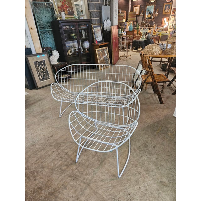 1960s Wire Patio Settee & Chair in the Style of Salterini, 2 Pieces ...
