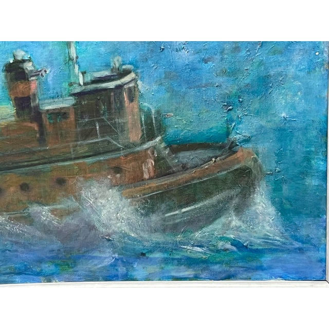Vintage Midcentury Tugboat Painting | Chairish