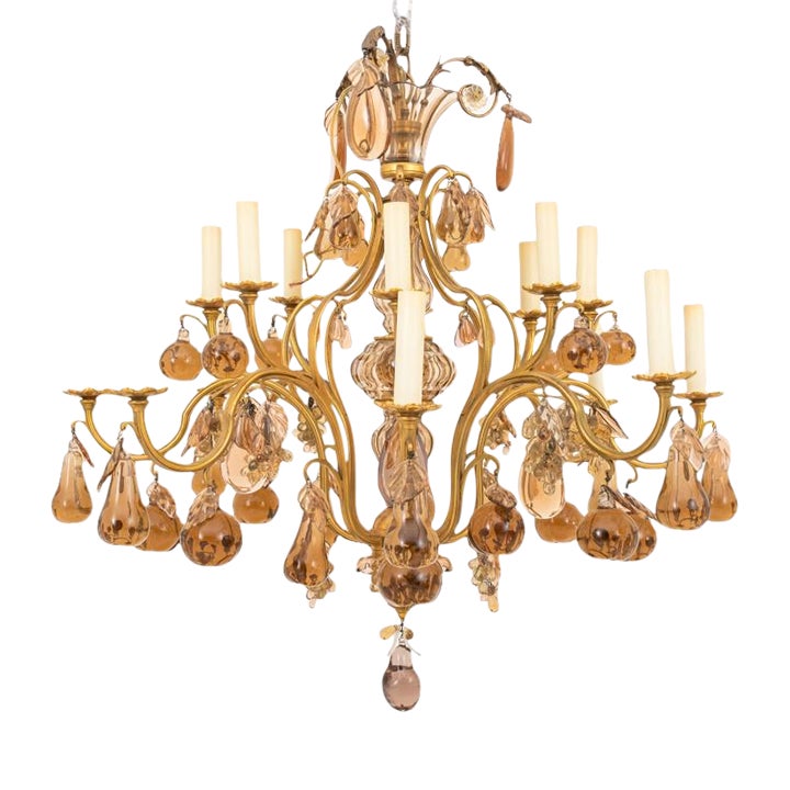 Louis XV Style Amber Glass 16 Light Chandelier | Chairish