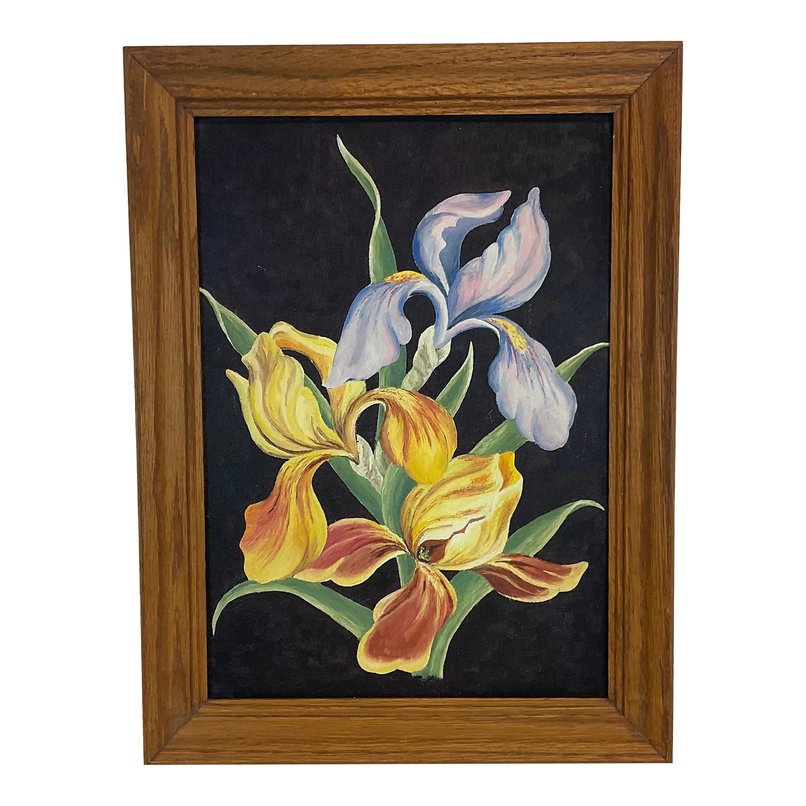 Mid-Century Impressionist Botanical Iris Original Painting, Acrylic on ...