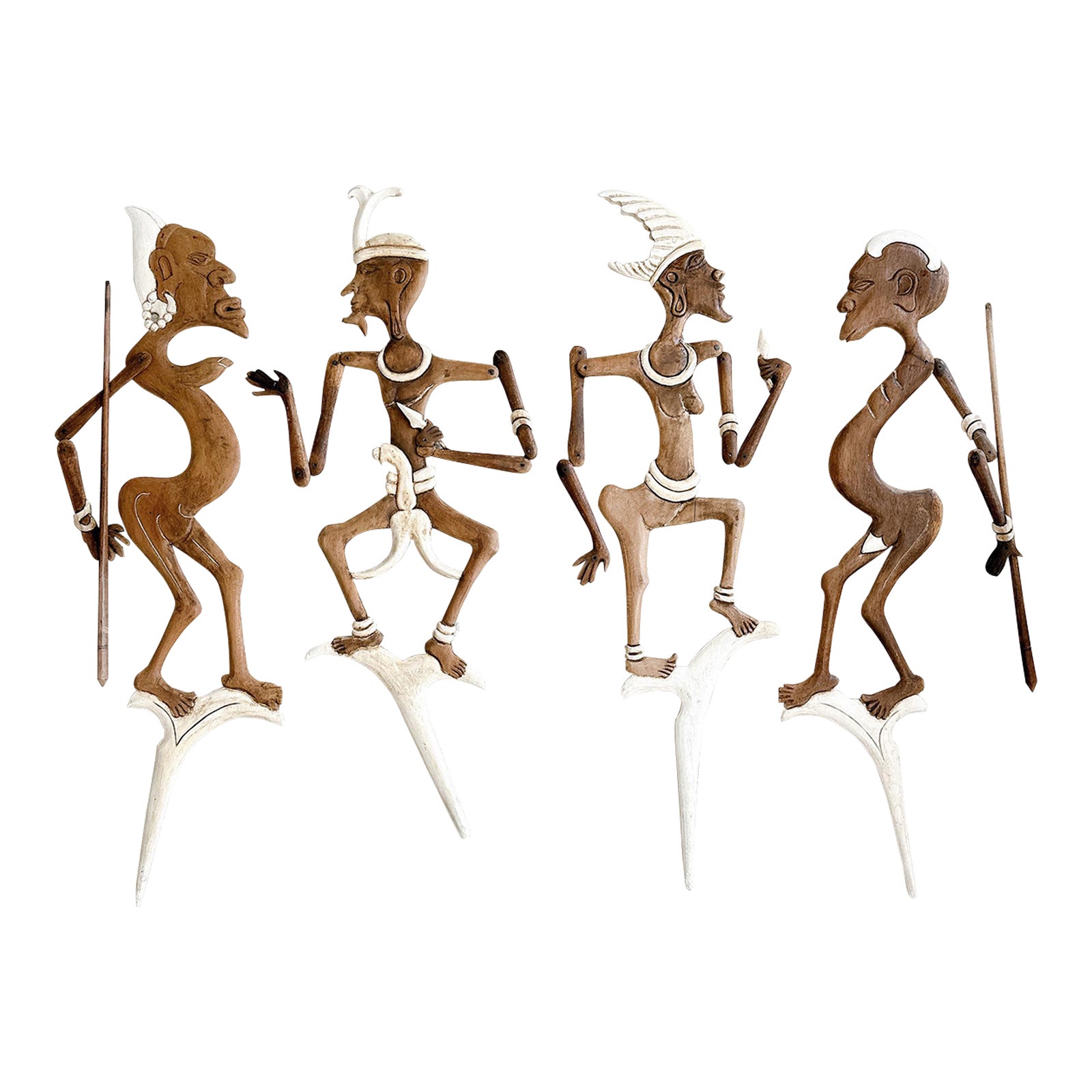 Vintage Large African Shadow Puppet Art Wooden Teak Art | Chairish
