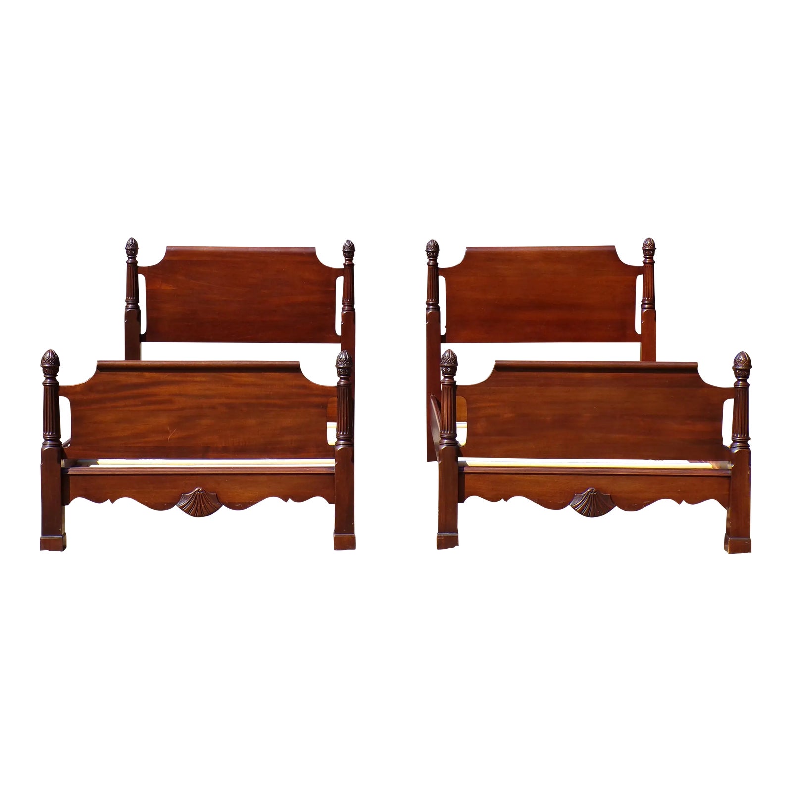Vintage Pair Georgetown Galleries Ritter Solid Mahogany Twin Beds ...