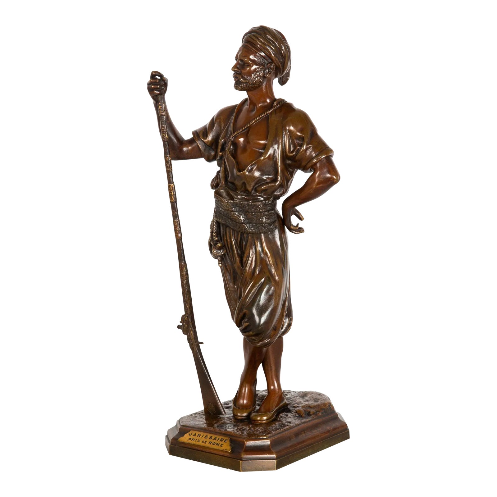 French Orientalist Antique Bronze Sculpture of Warrior With Musket by ...