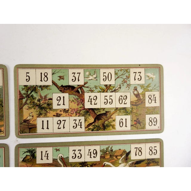 Antique Lithograph Game Cards Kittens, Wolf, Birds - Set of 4 | Chairish