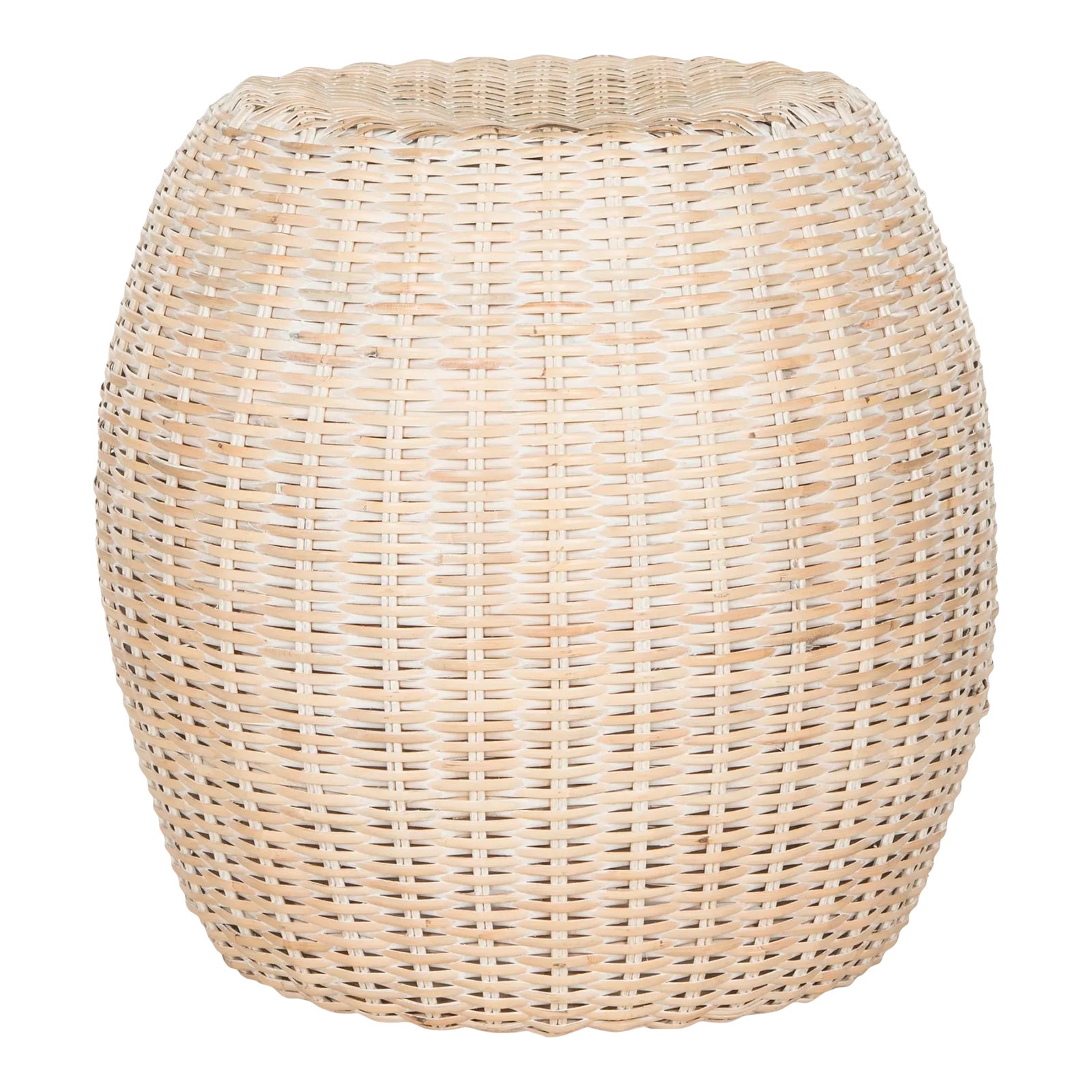 Wicker End Table in Whitewash | Chairish