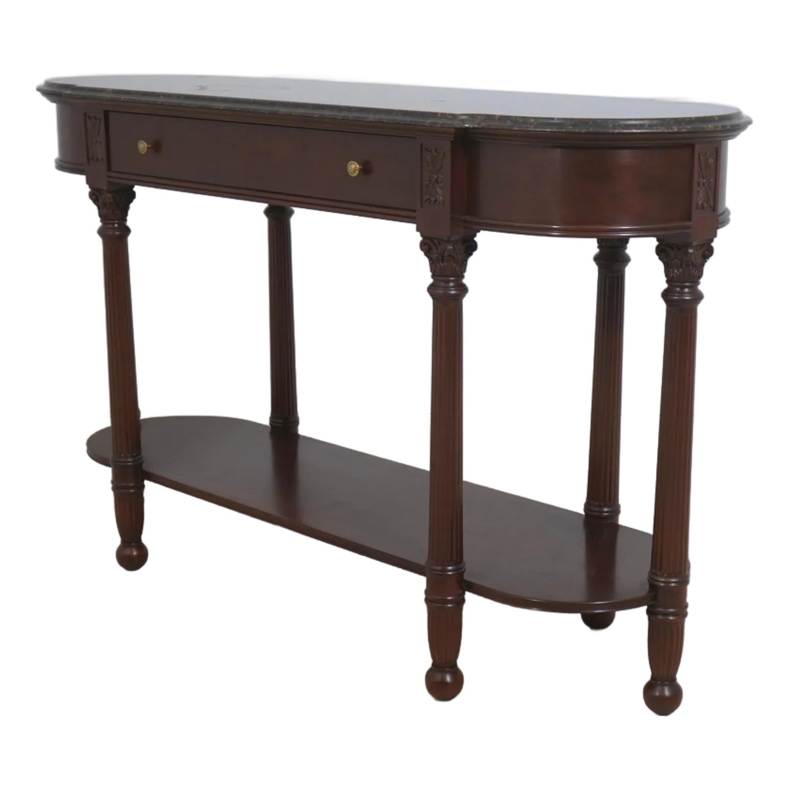 Harden Marble Top Cherry 1 Drawer Console Serving Table | Chairish