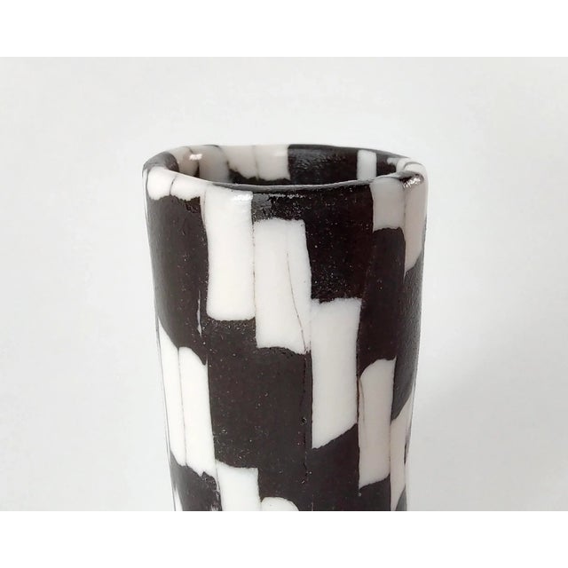 Black and White Miniature Distorted Checker Ceramic Bud Vase by Fizzy ...