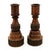 Pair Vintage Turned Wood and Composite Candle Holders | Chairish