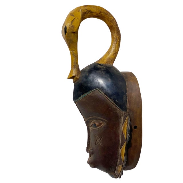 African Guru Portrait Bird Mask Cote d'Ivoire 14" H | Chairish