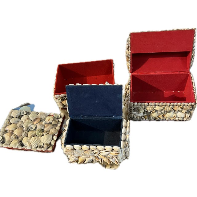 Vintage Old Florida Shell Boxes , Set of 3 | Chairish