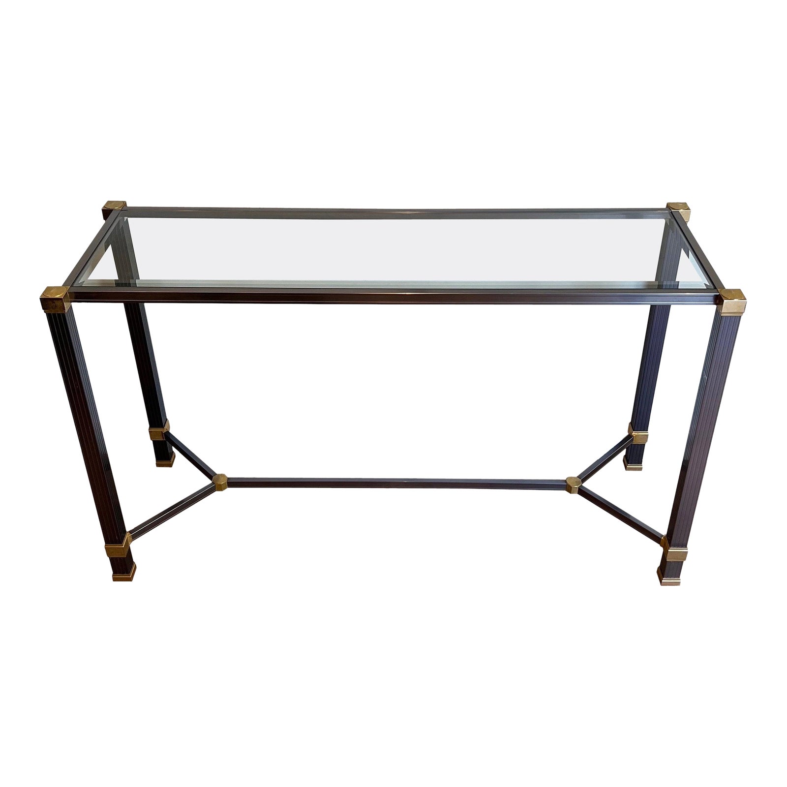 Console in Lacquered Aluminum and Gold Metal by Pierre Vandel | Chairish