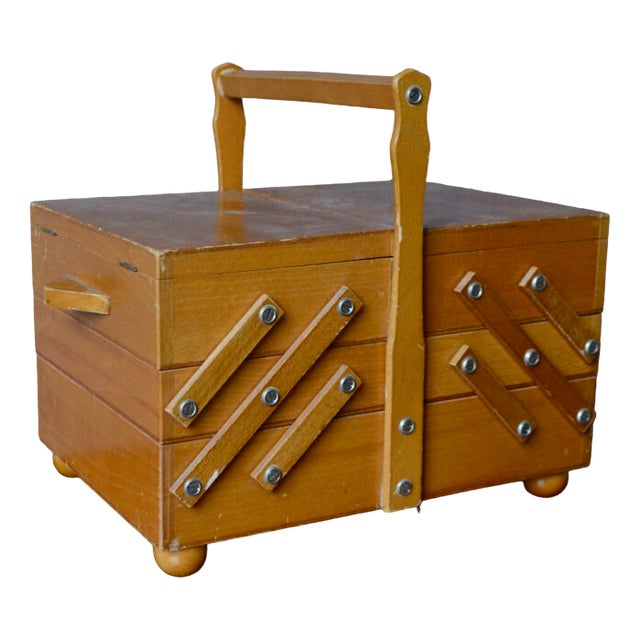 Bohemian Wooden Sewing Box | Chairish