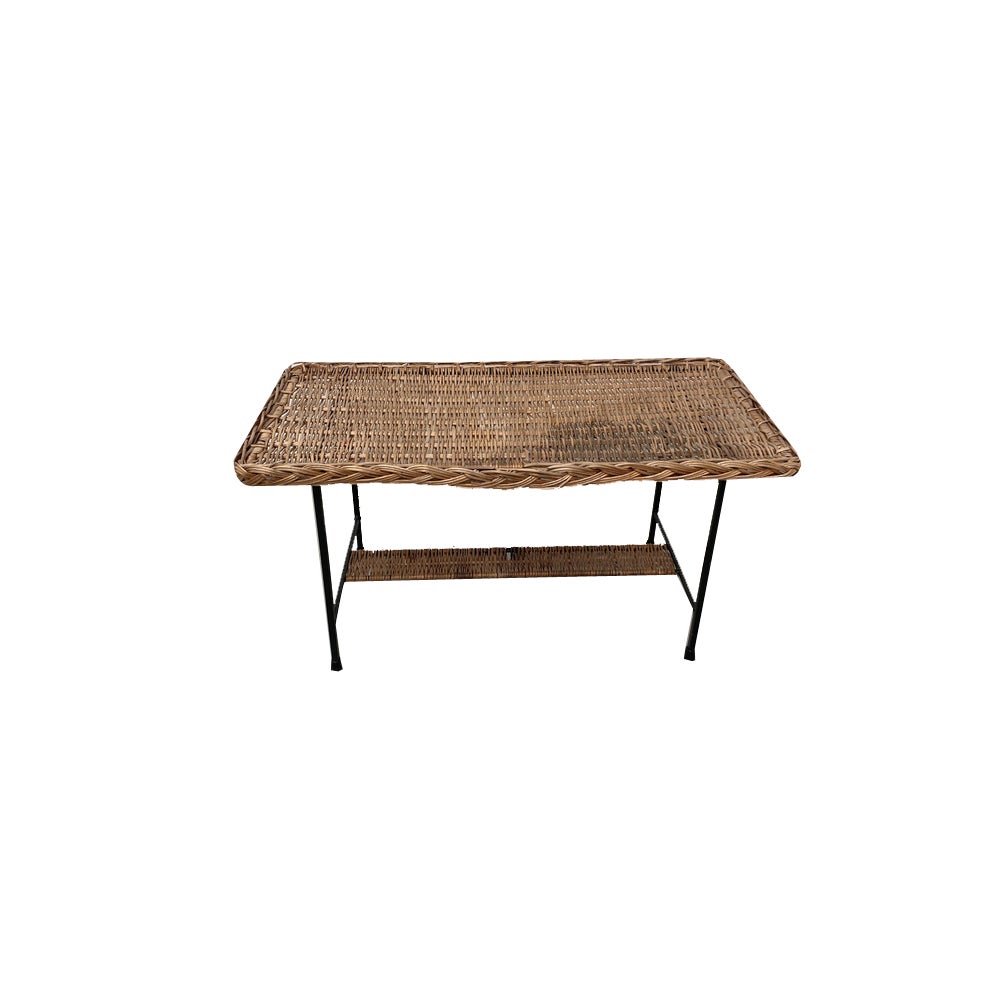 Metal & Braided Wicker Coffee Table, 1960s | Chairish