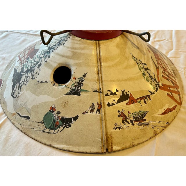 Vintage Colormatic Snow Scene Steel Christmas Tree Stand - | Chairish