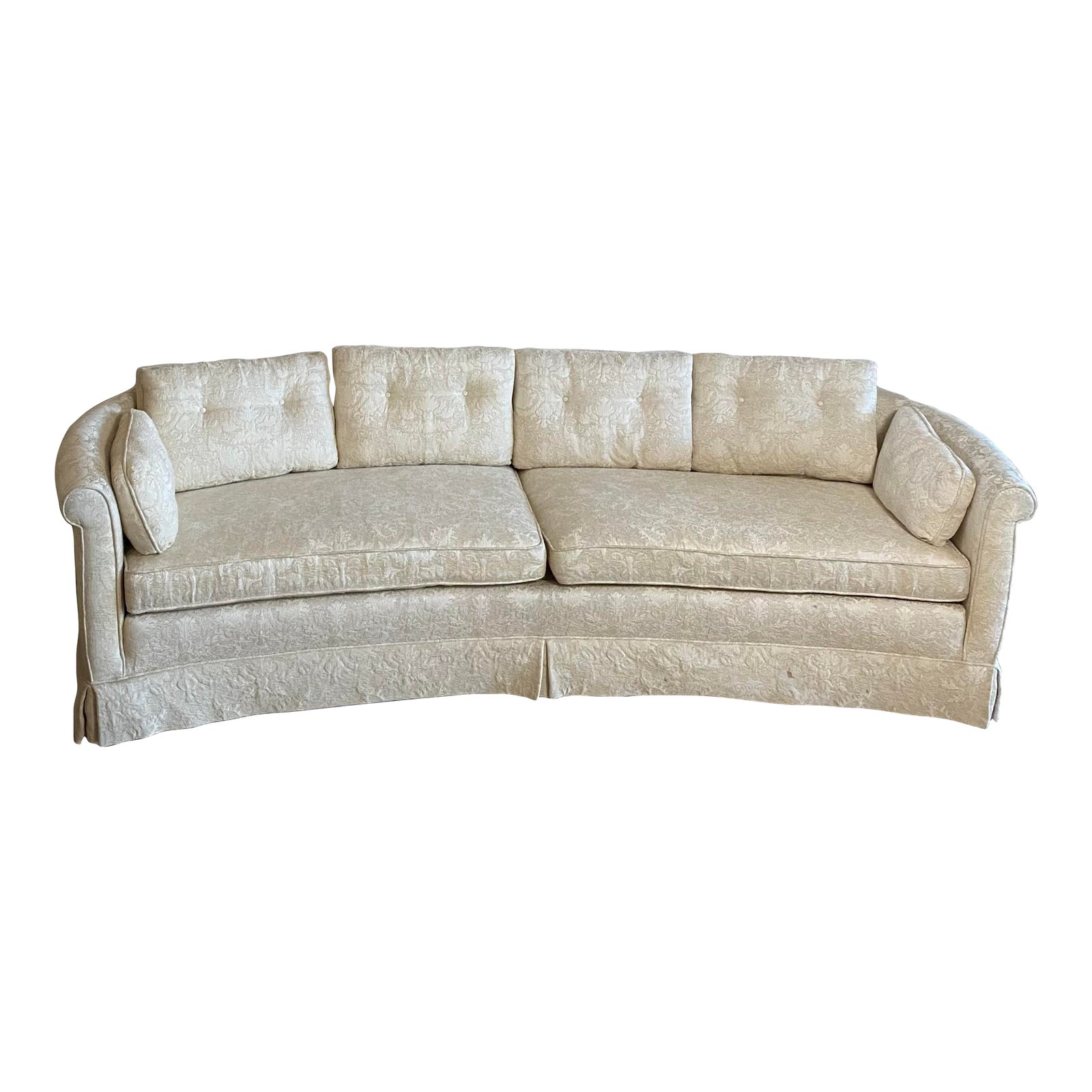 Mid-Century Henredon Curved Ivory Sofa | Chairish