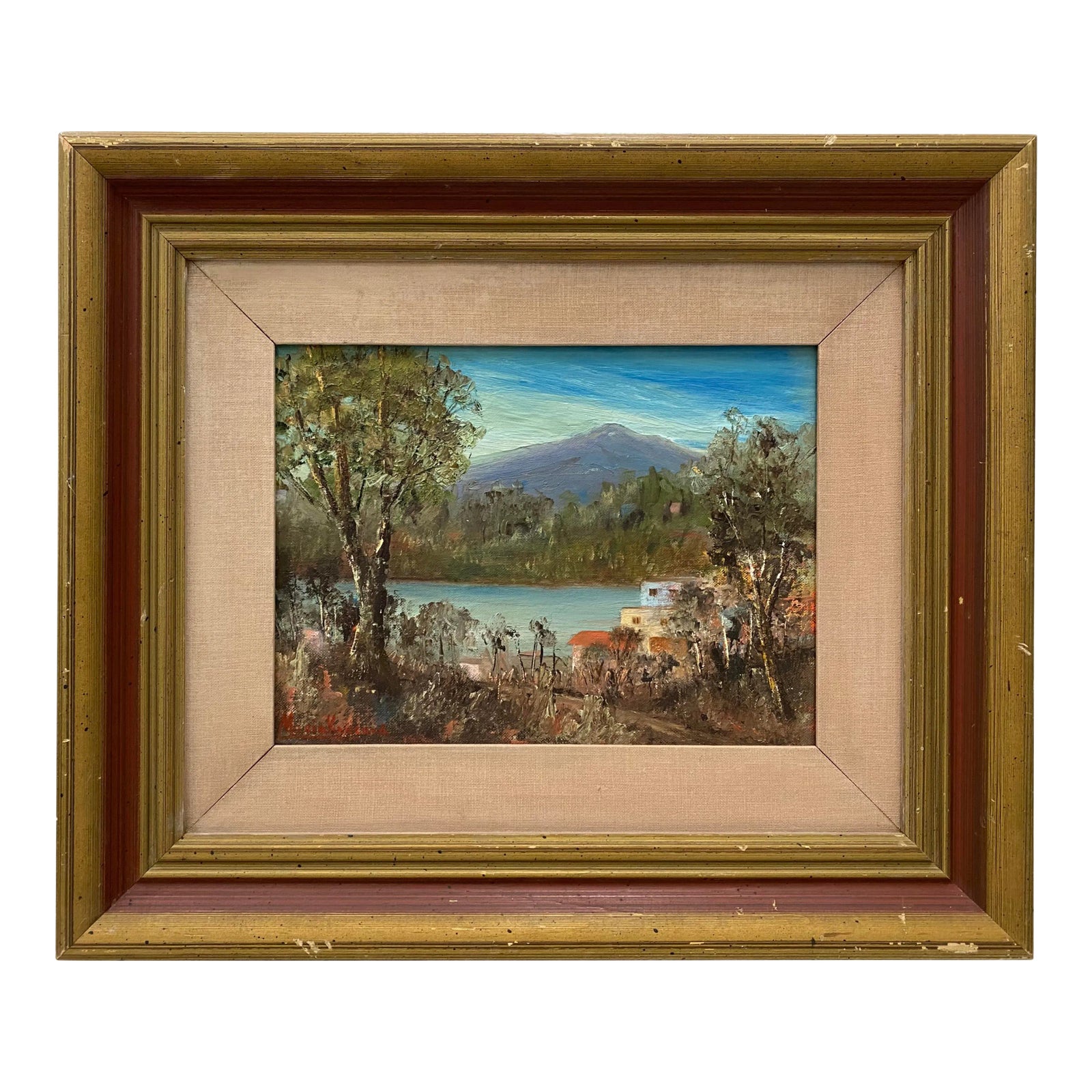 Maria Kincaid "Mountain Village" Original Oil Painting C.1950 | Chairish