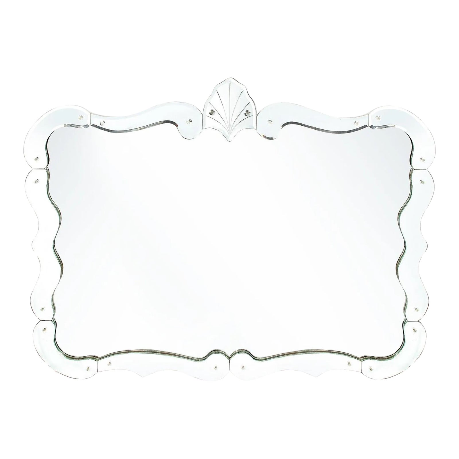1940's Hollywood Sculptural Beveled Wall Mirror With Stylized Shield ...