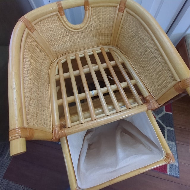 Mid 20th Century Wicker Chair With Hamper Storage Light Color Bentwood ...