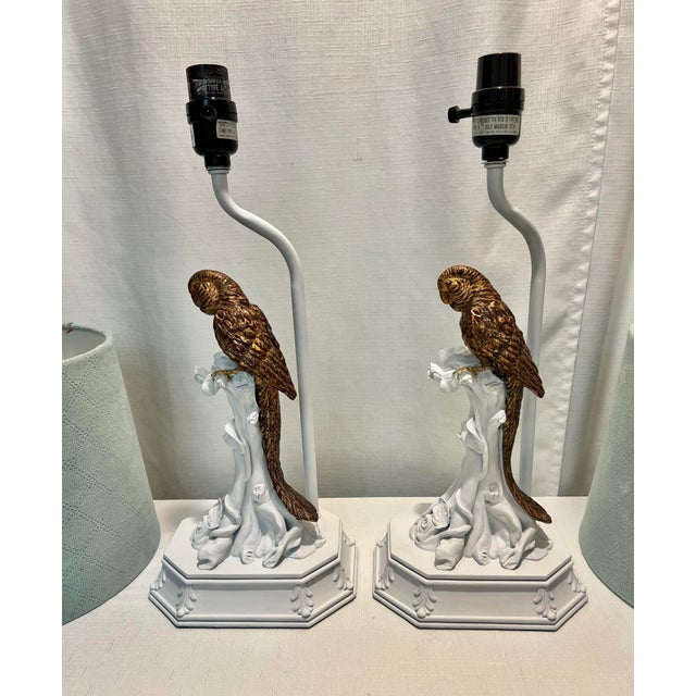 Vintage Dorothy Draper Style Newly Painted White and Gilded Parrot ...