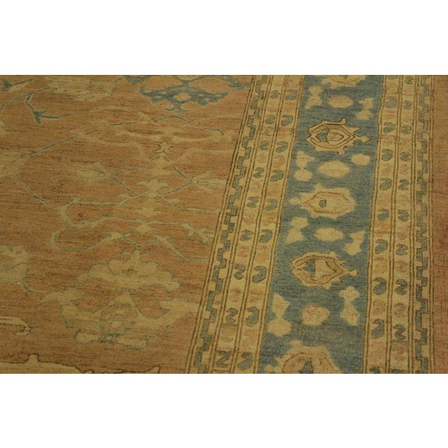 1990s Shabby Chic Kafkaz Lt. Brown/Blue Wool Rug -10'0 X 14'1 | Chairish