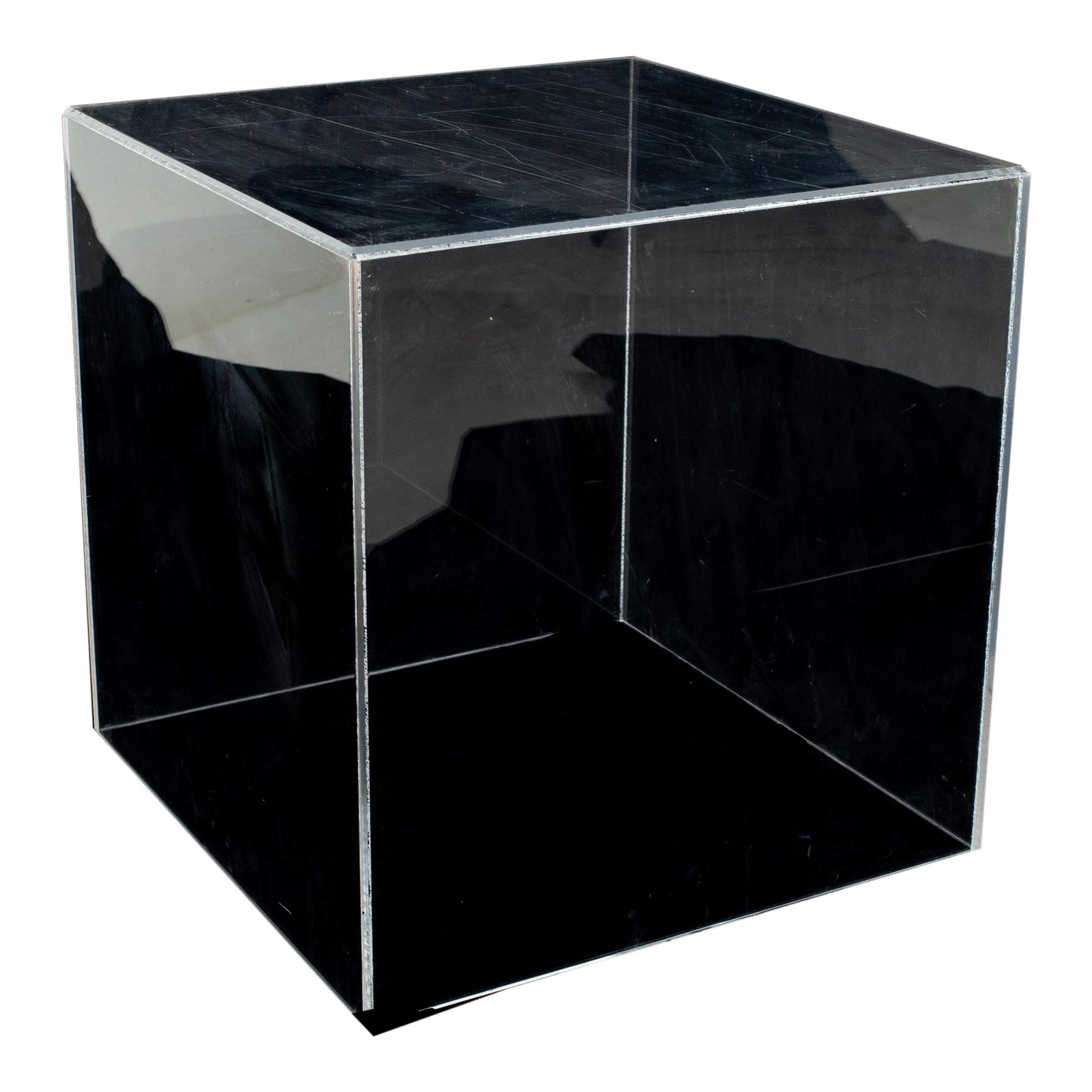 Mid Century Clear Acrylic Cube Side Table | Chairish