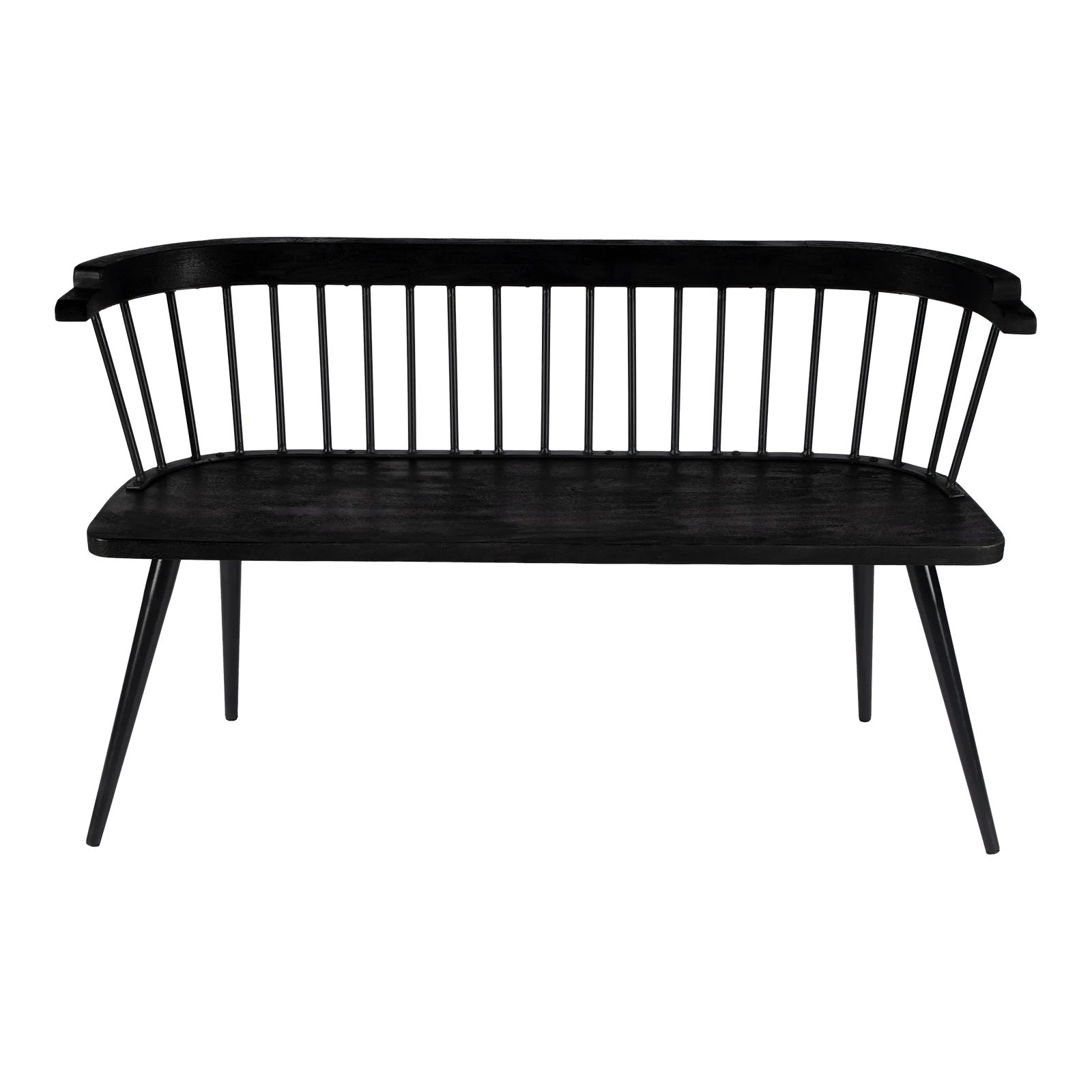 Tempe Mango Wood Spindle Back 48"W Bench, Black | Chairish