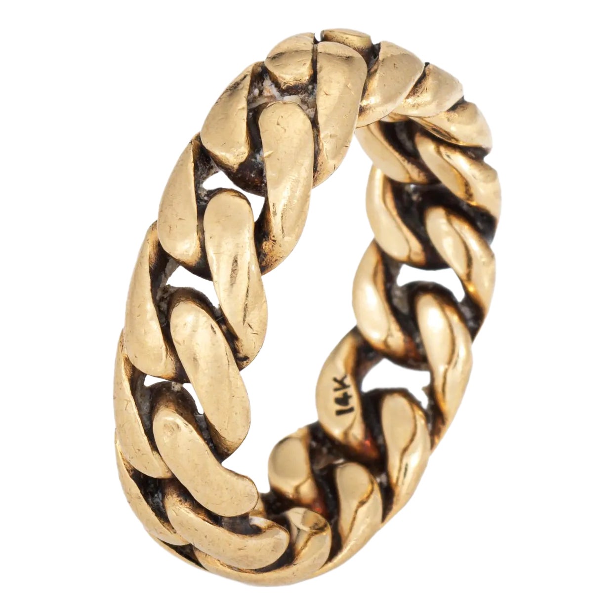 Vintage Cuban Curb Link Ring Size 6 Vintage 6mm Band 14k Yellow Gold ...