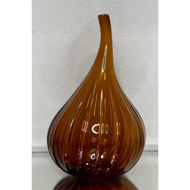 Modern Salviati Italian Amber Glass Drops Vase | Chairish