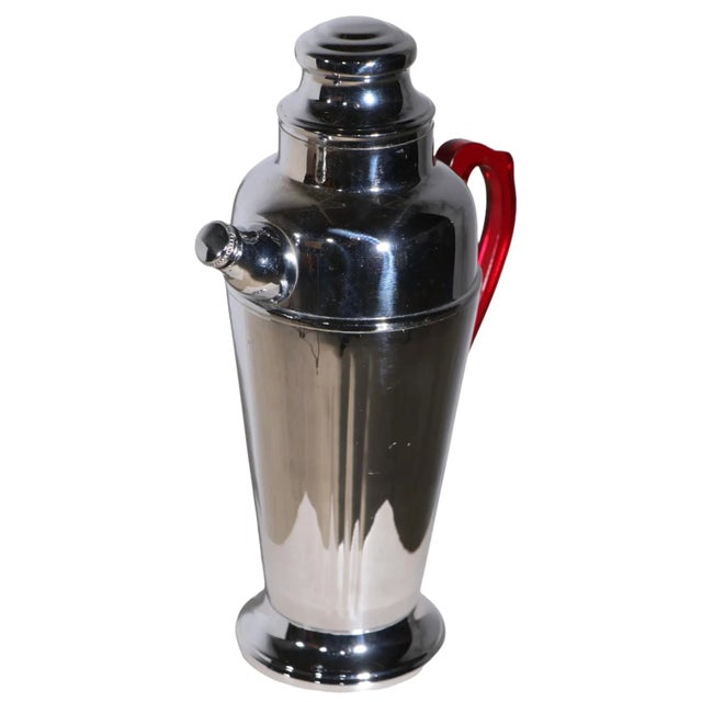 Art Deco Chrome Cocktail Shaker With Red Bakelite Handle Chairish