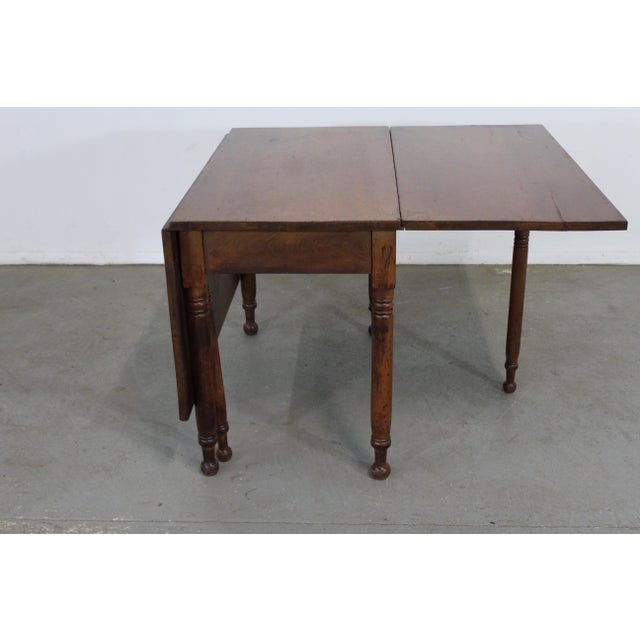 Antique Rustic Walnut Drop Leaf Table | Chairish