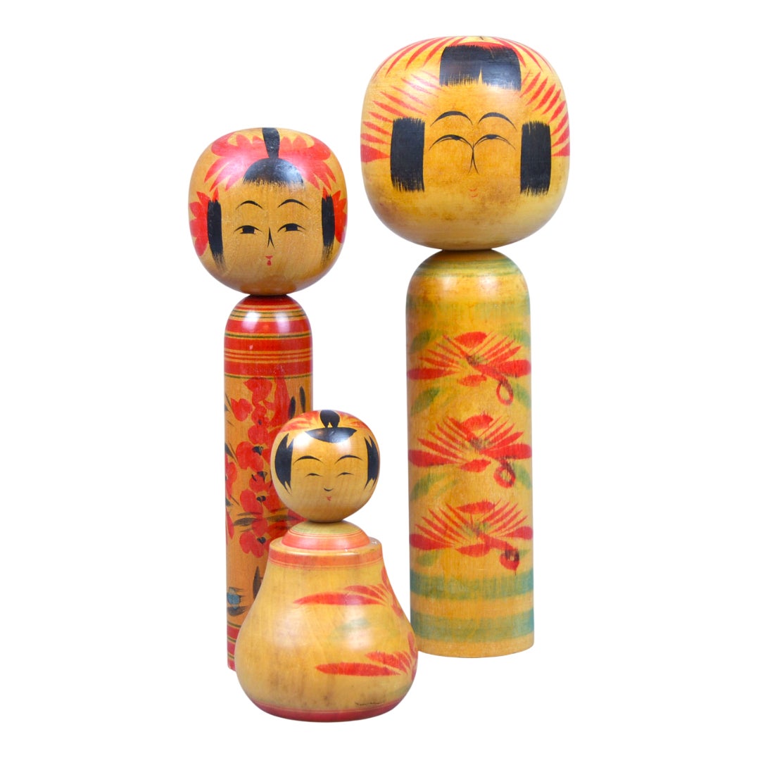 Vintage Japanese Traditional Kokeshi Dolls, 1950s, Set of 3 | Chairish